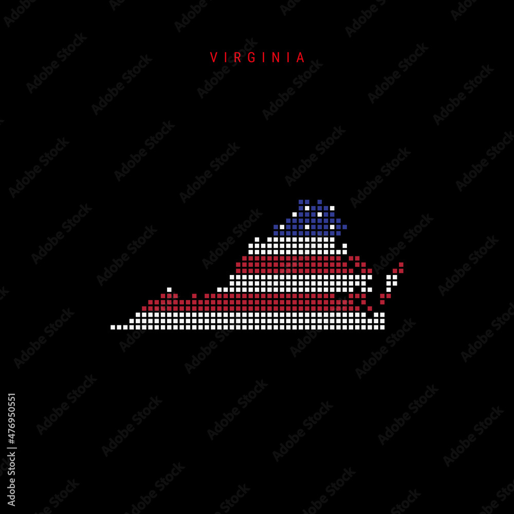 Square dots pattern map of Virginia. Dotted pixel map with american ...