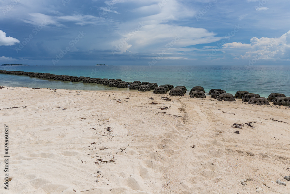 Trail of a seaturtle on a beach, Turtle Island, Borneo Stock Photo ...