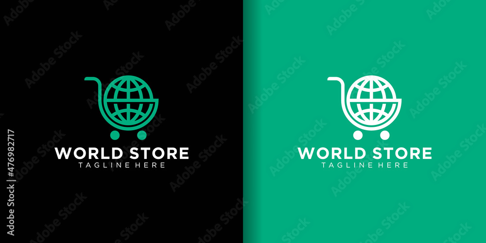 world shop logo design template Stock Vector | Adobe Stock