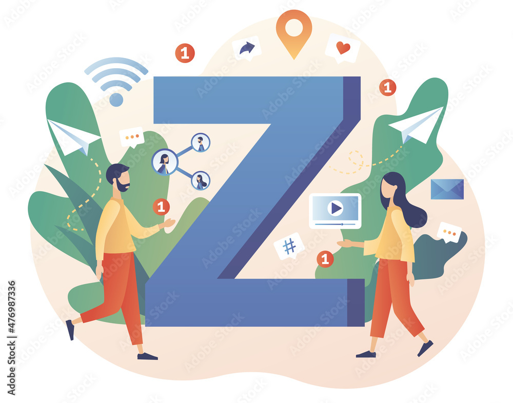 Generation Z. Progressive young teens using technology and gadget to ...