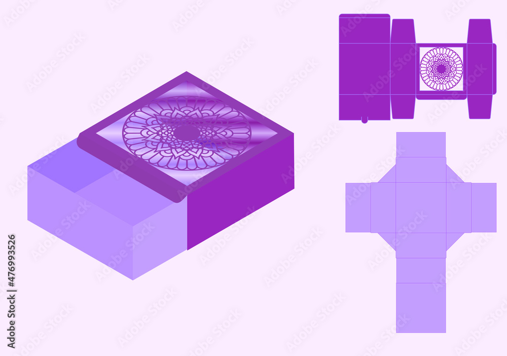 Mandala detailed packaging box die cut template. laser cut lines. Cut ...