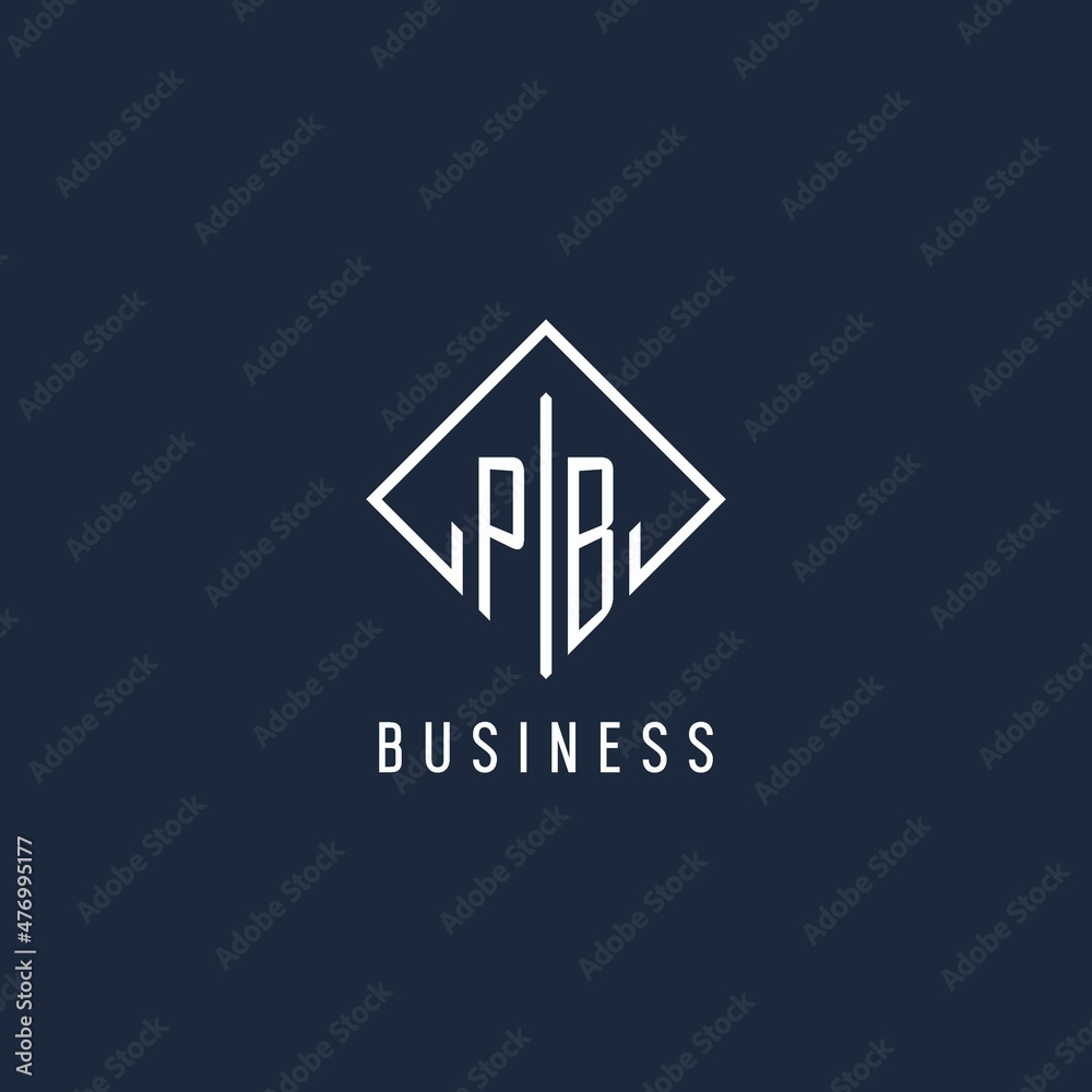 PB initial logo with luxury rectangle style design Stock Vector | Adobe ...