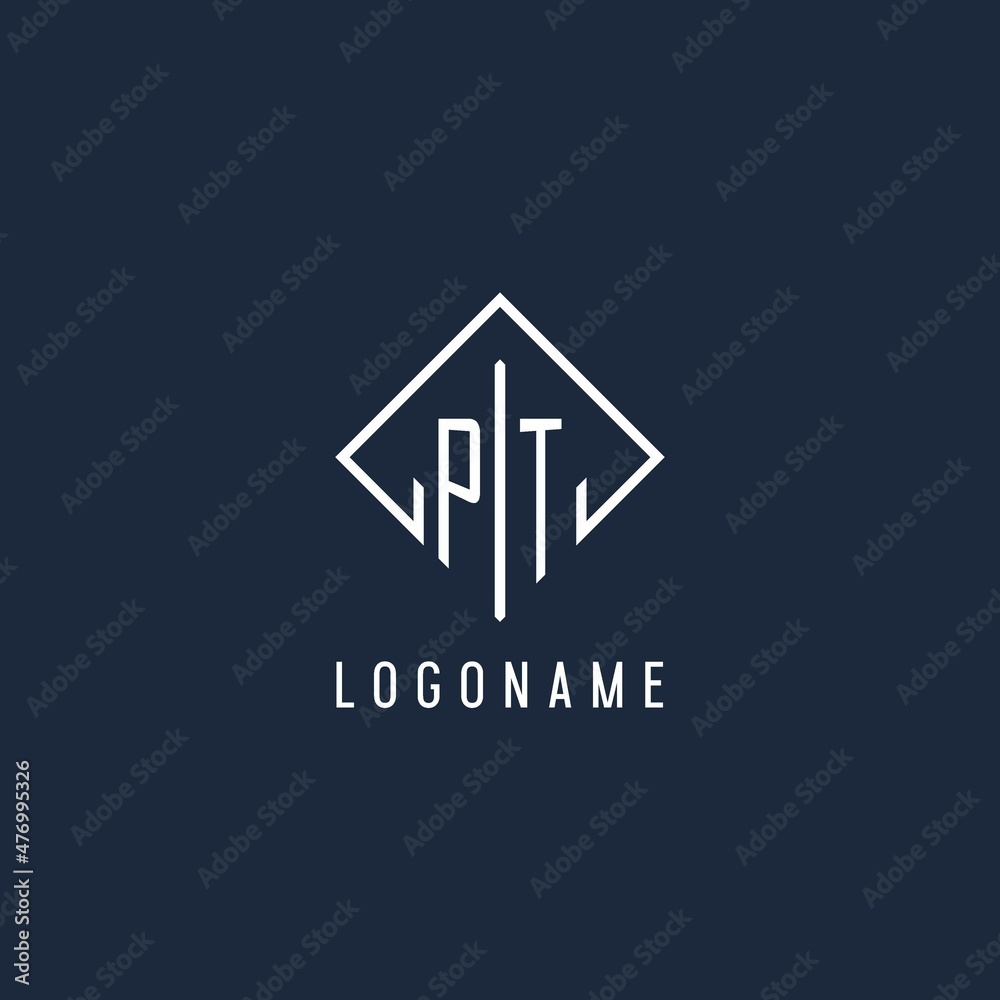 PT initial logo with luxury rectangle style design Stock Vector | Adobe ...