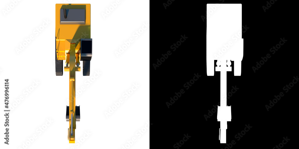 Hydraulic excavator 1- Top view white background alpha png 3D Rendering ...