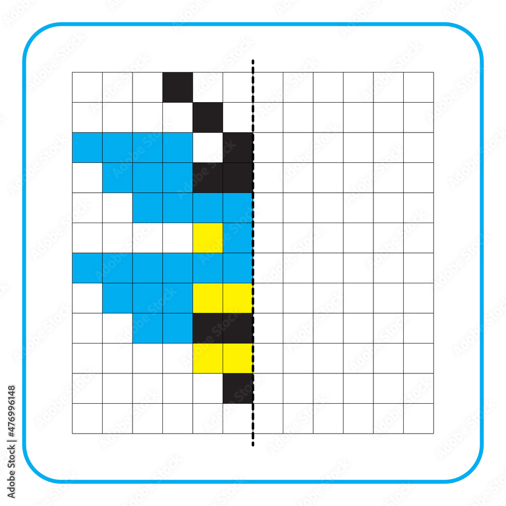 Picture reflection educational game for kids. Learn to complete ...