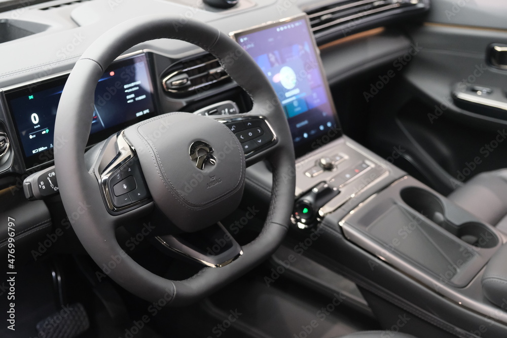 Shanghai.China-Dec.26th 2021: NIO electric car interior design and ...