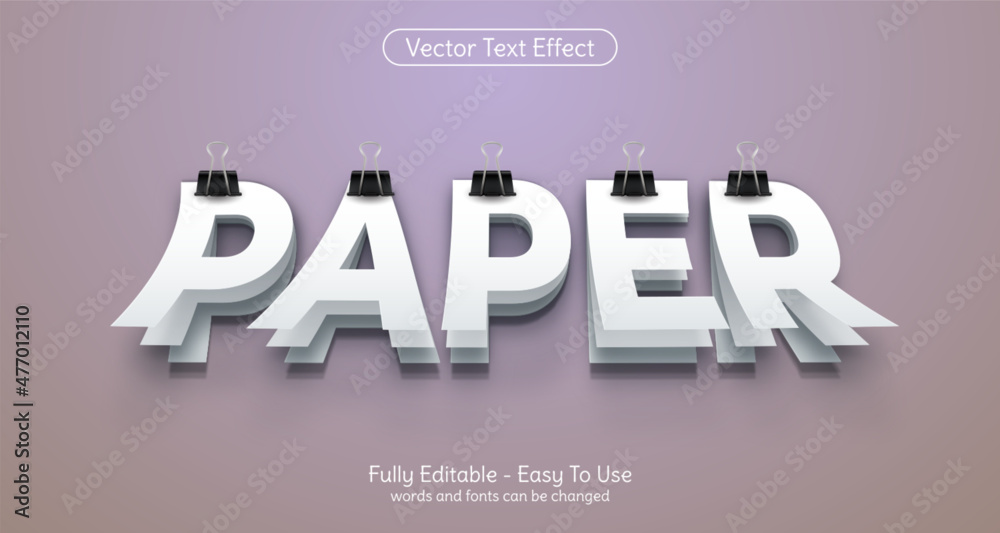 Paper text effect, editable illustrator text style Stock Vector | Adobe ...