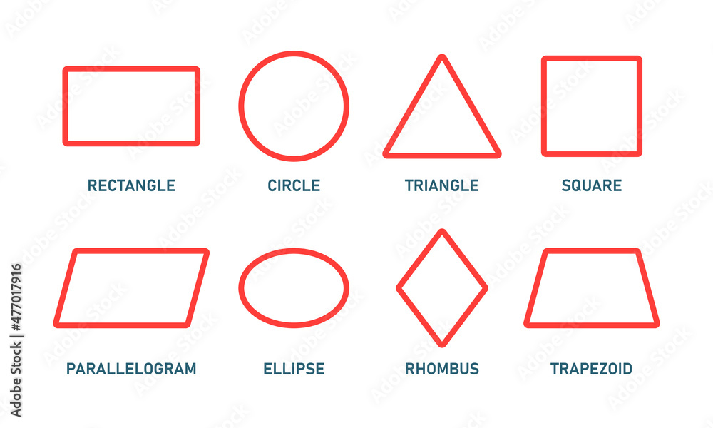Geometric outline shapes set. Basic elements. Vector illustration Stock ...