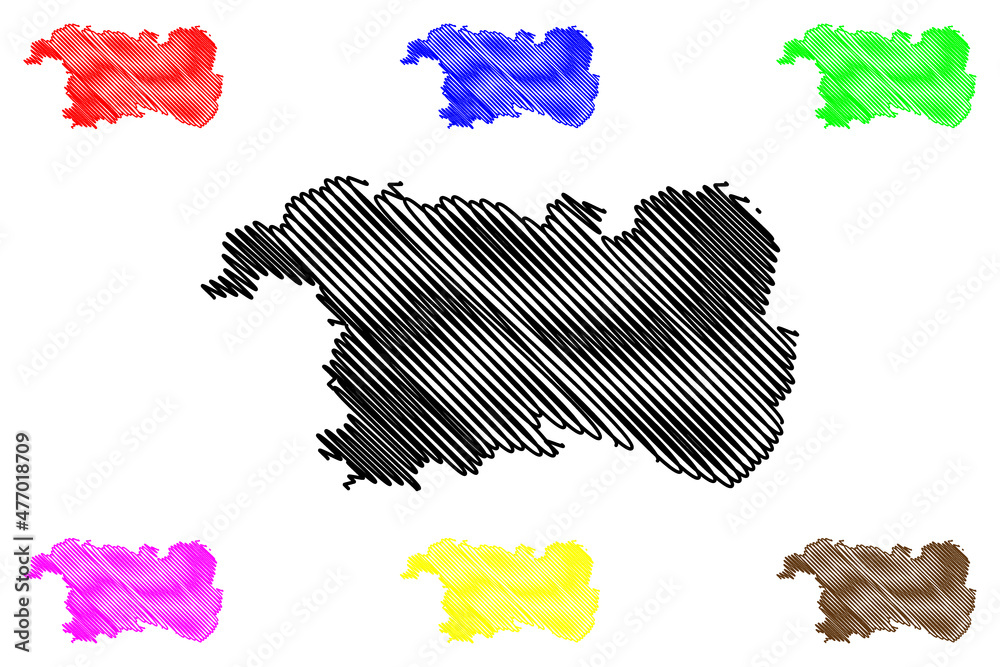 Pathanamthitta district (Kerala State, Republic of India) map vector ...