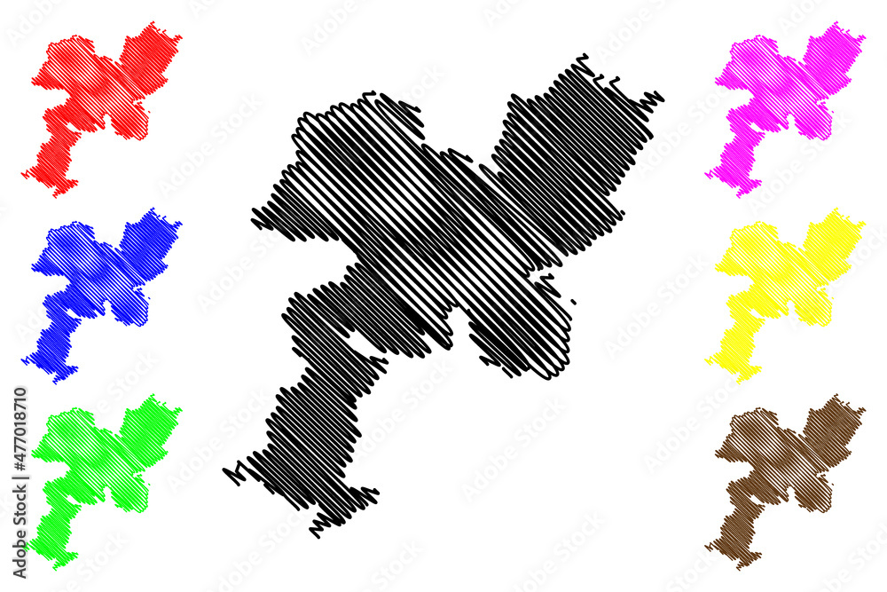 Patiala district (Punjab State, Republic of India) map vector ...