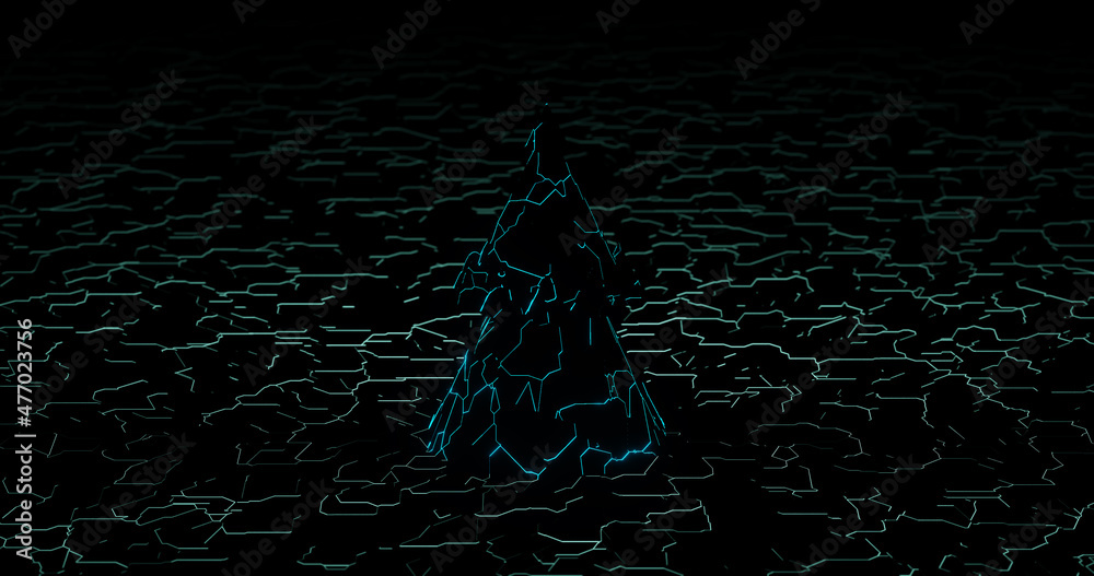 Render with an energy cone made of dark material and blue lines Stock ...