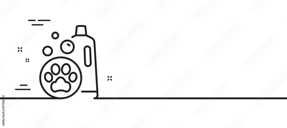 Pet shampoo line icon. Pets care sign. Dog cleaning symbol. Minimal ...