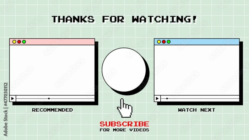 Animated end screen in old computer aesthetic style with fade green ...