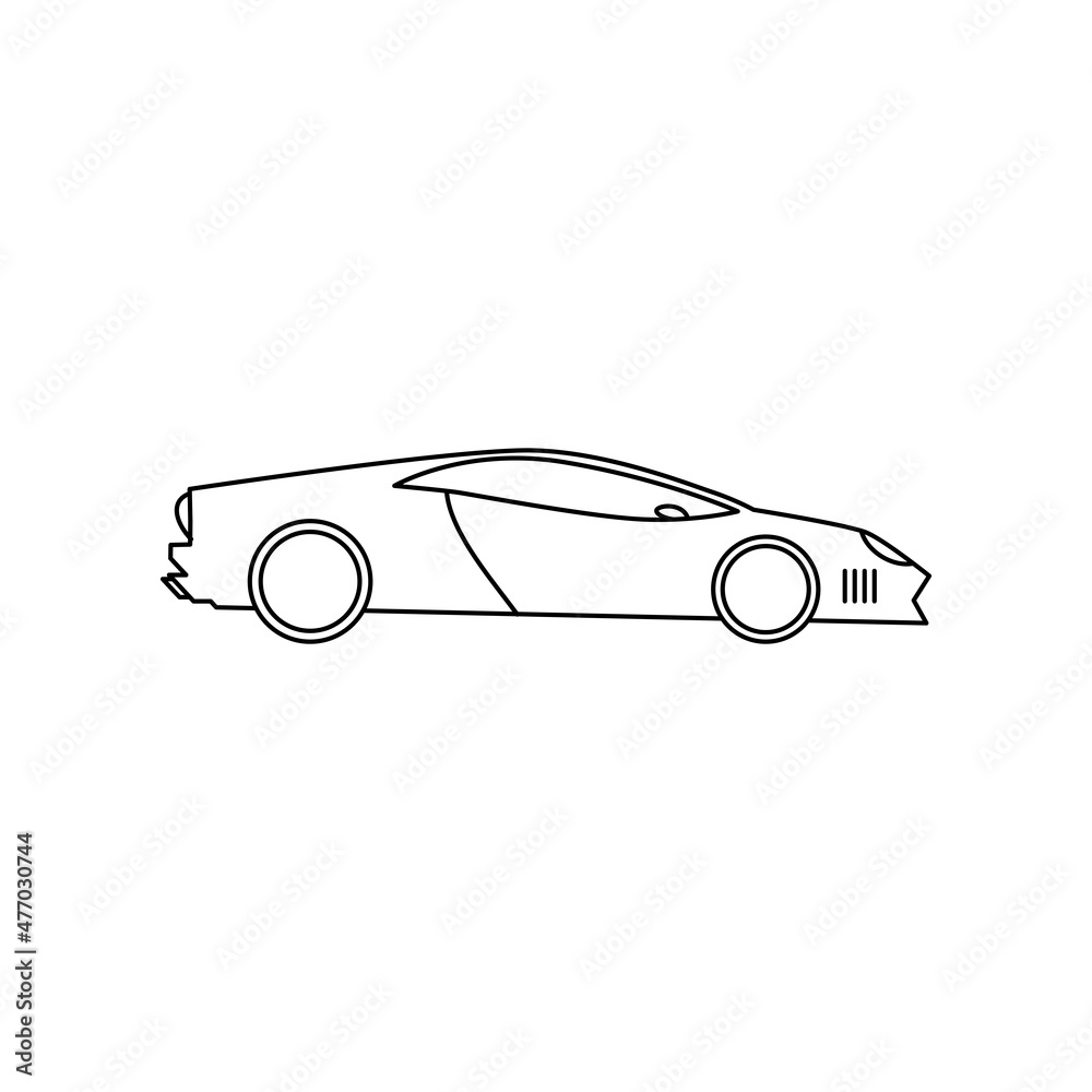 Vector line art car, concept design. Vehicle black contour outline ...