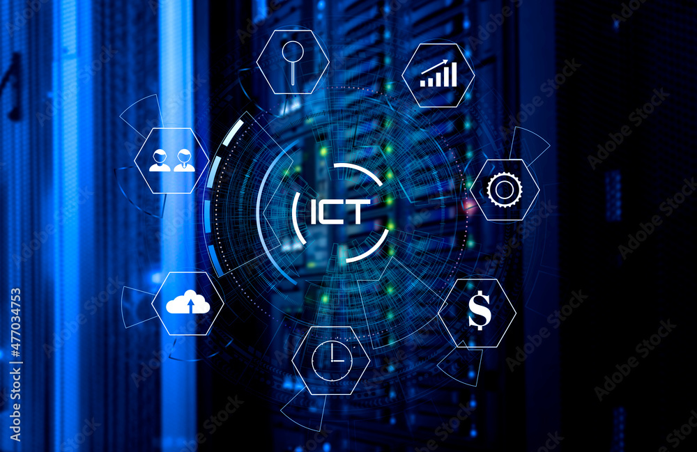 3D render ICT Information and communications technology against ...