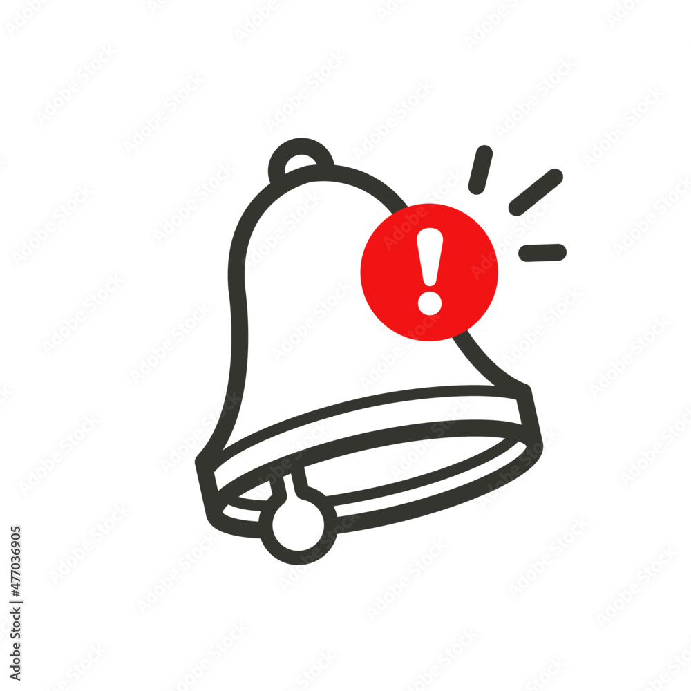 Bell icon with exclamation mark sign Stock Vector | Adobe Stock
