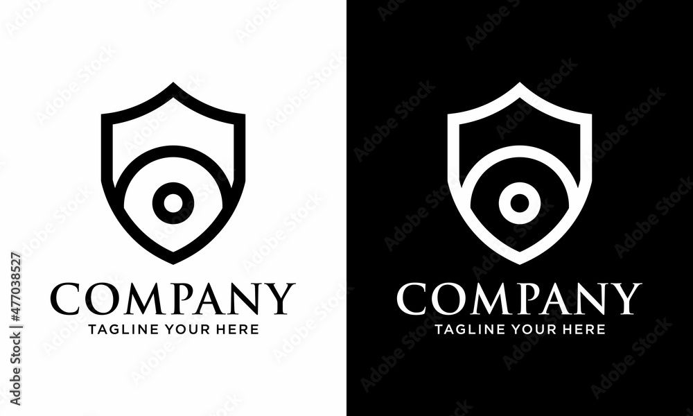 Safe place logo - shield and address pointer symbol. Security and ...