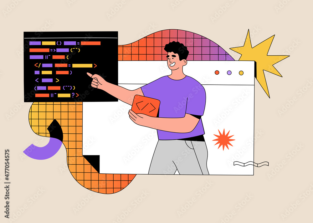 Programmer Working On Web Development On Computer Screen Software Engineering And Script Coding
