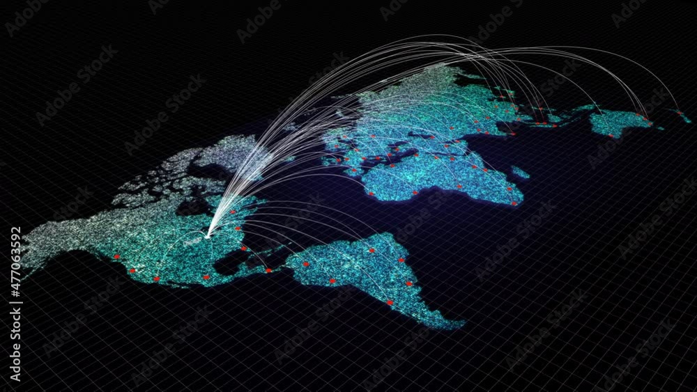Global connectivity from Chicago, USA to other major cities around the ...