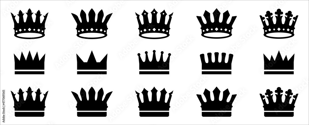 Crown icon vector set. Crowns simple icons design symbol of jewelry ...
