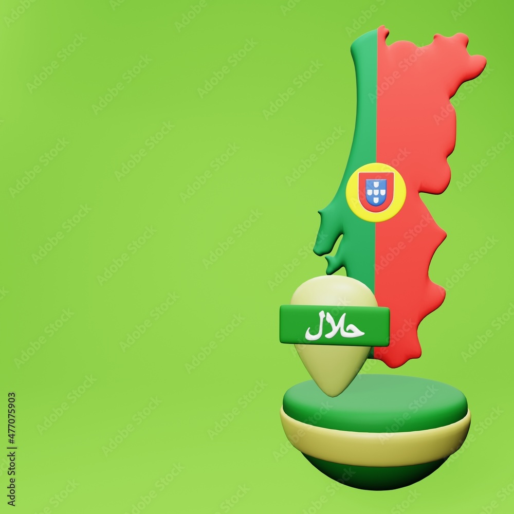 3d rendering of halal locations and tours in Portugal for Eid Al Adha ...