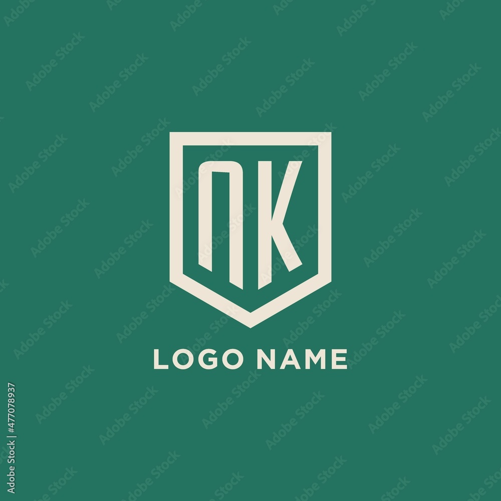 NK initial logo monogram shield geometric shape design Stock Vector ...