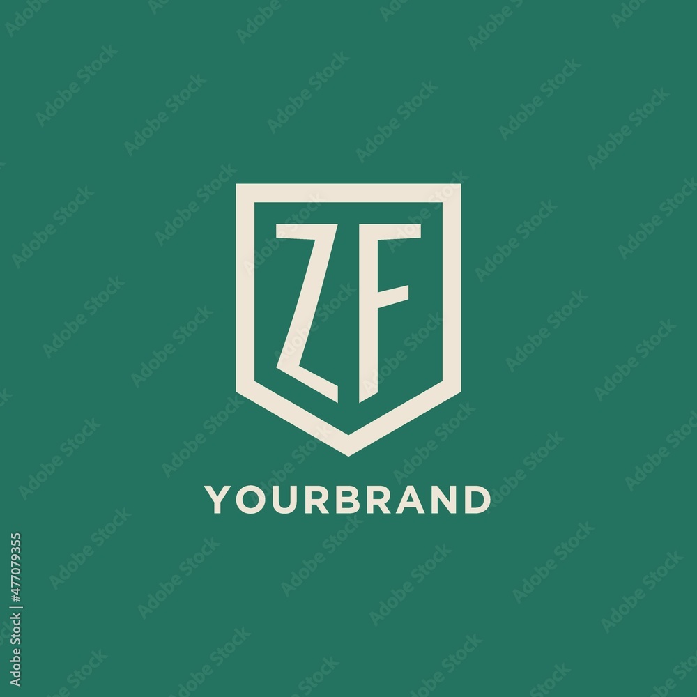ZF initial logo monogram shield geometric shape design Stock Vector ...