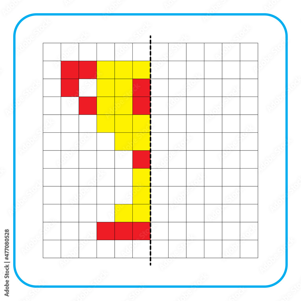Picture reflection educational game for kids. Learn to complete ...