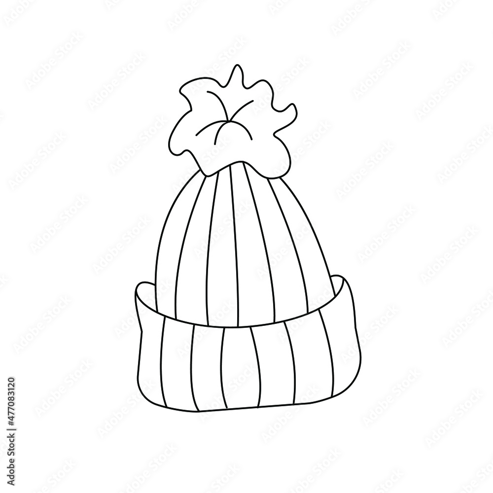 Interesting style of a hat. Vector outline illustration. Suitable for ...
