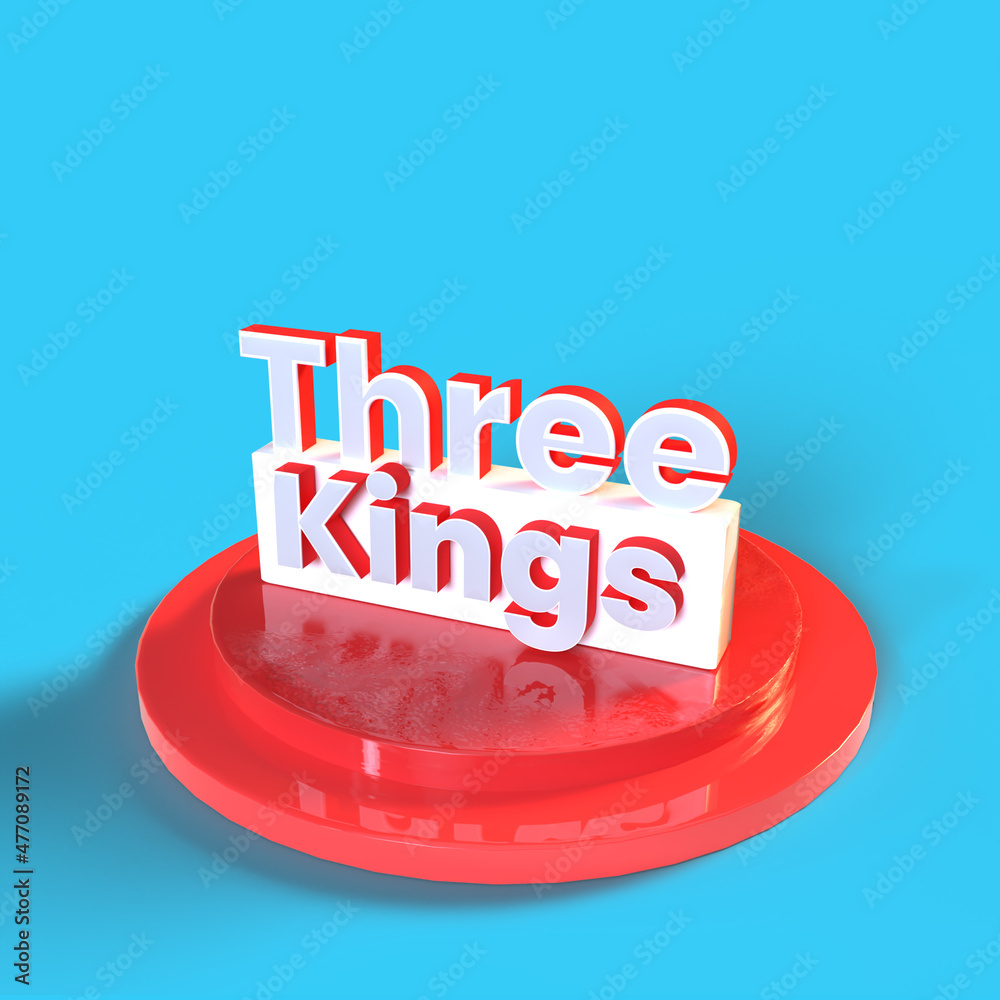 3 kings on showcase, 3d rendering illustration, cards template set for ...