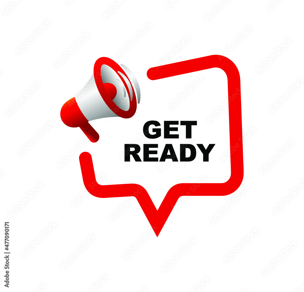 Get ready sign on white background Stock Vector | Adobe Stock