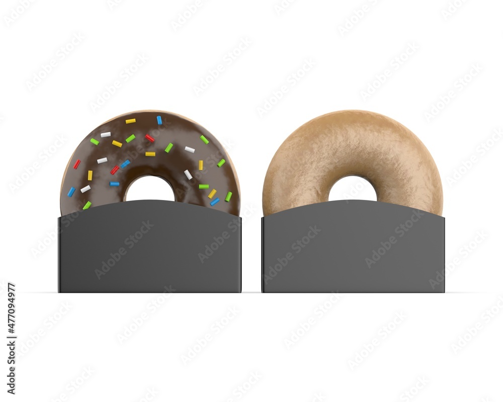 Glazed donuts paper holder mock up, doughnut with holder packaging on ...