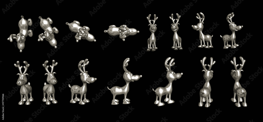 Swamp deer 3d model from different angles, Deal Illustration, Animal ...
