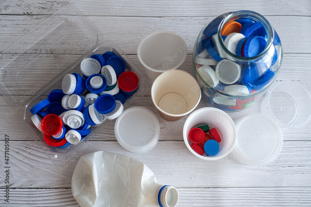 Waste sorting at home. Plastic waste for recycling. Zero waste and eco ...