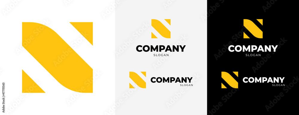 Yellow letter N logo. with variations Stock Vector | Adobe Stock