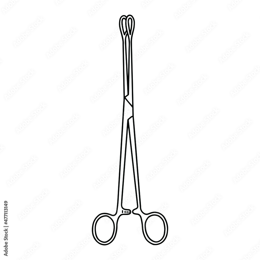 Outline medical Forceps Plain Head icon, doodle, black and white ...