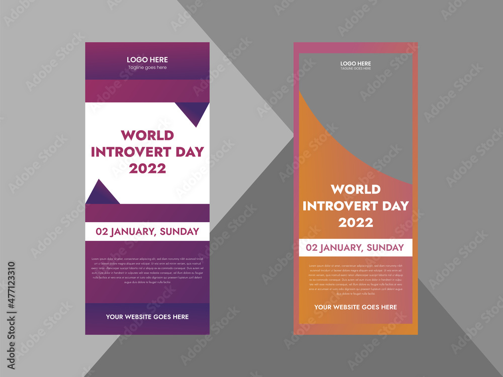2 January world introvert day. world introvert day roll-up banner, dl ...