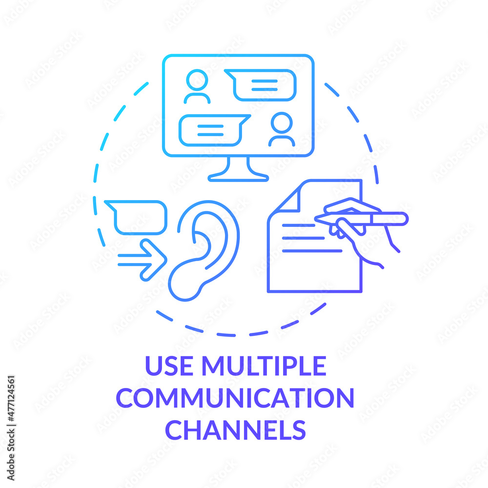 Use multiple communication channels blue gradient concept icon ...