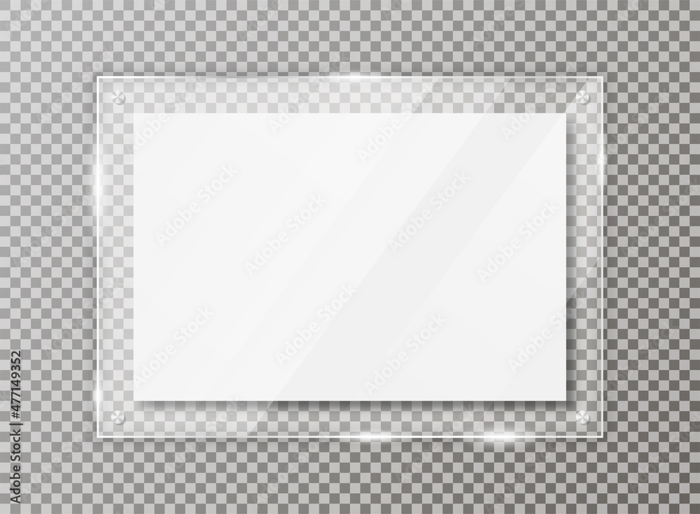 Glass plate on transparent background. Acrylic and glass texture with ...