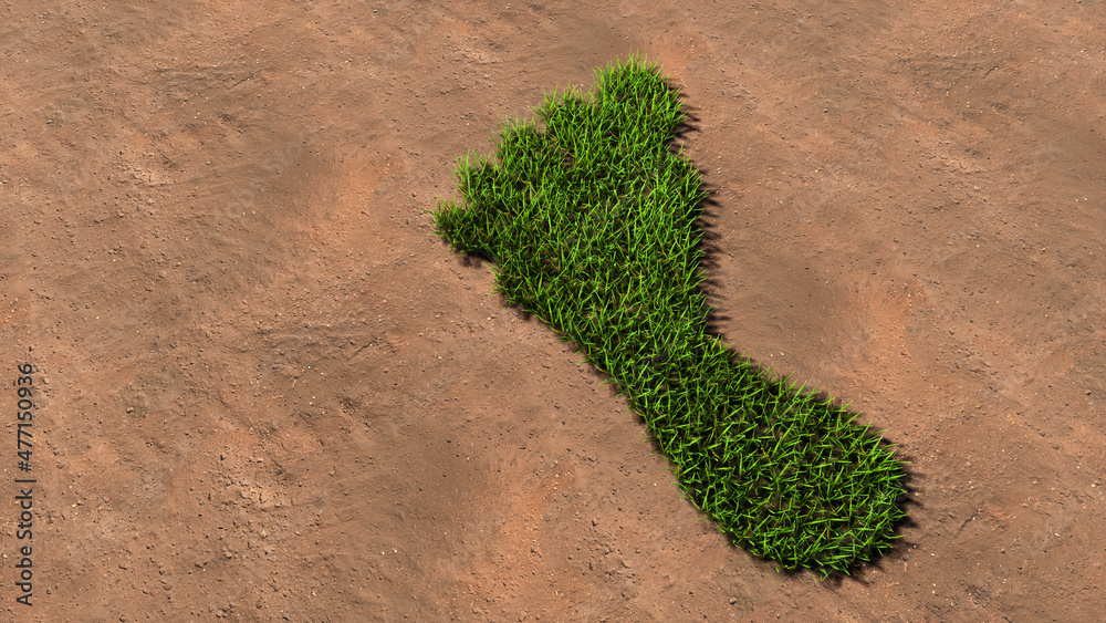 Concept conceptual green summer lawn grass symbol shape on brown soil ...