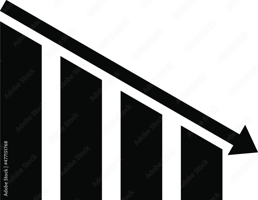 Falling chart, market chart, Financial falling graph icon, Graph shows ...