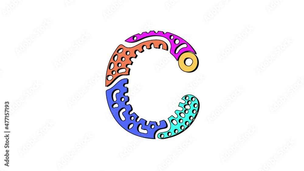 Letter C with shadow isolated on clear White background. 4K video ...