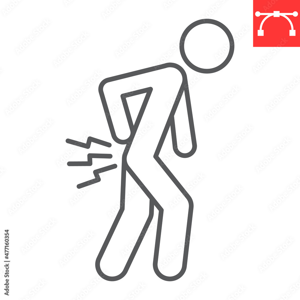 Back pain line icon, injury and person, injury of the back vector icon ...