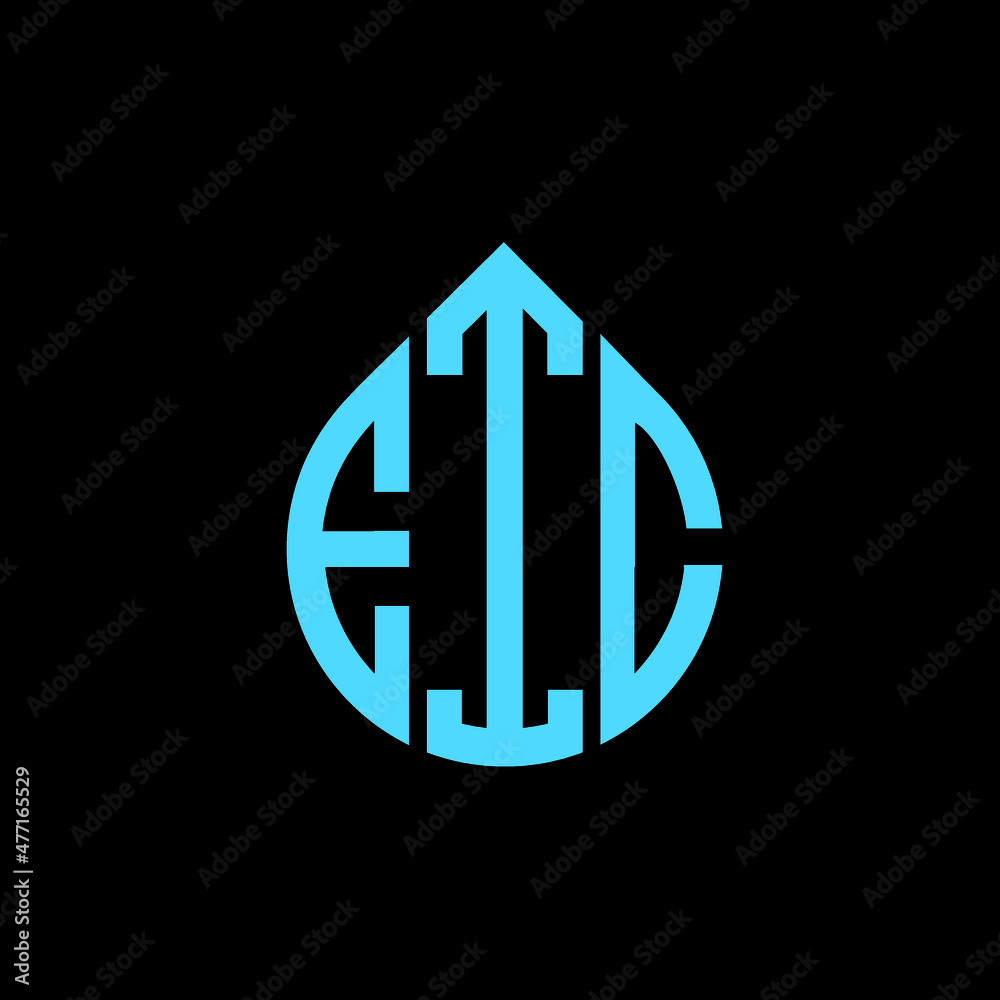 EIC letter logo design on black background. EIC circle letter logo ...
