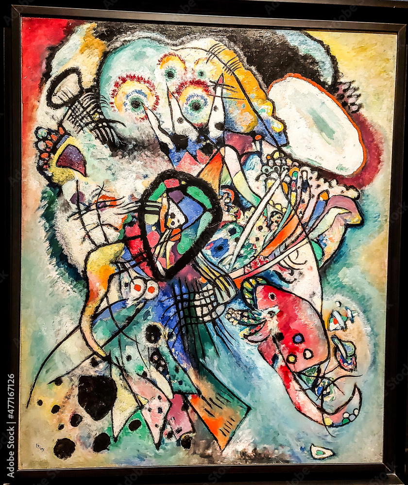 Painting by Wassily Kandinsky "Two ovals". The State Russian museum in ...