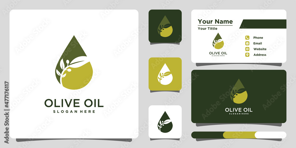 Olive oil logo design template unique and business card. Premium Vector ...