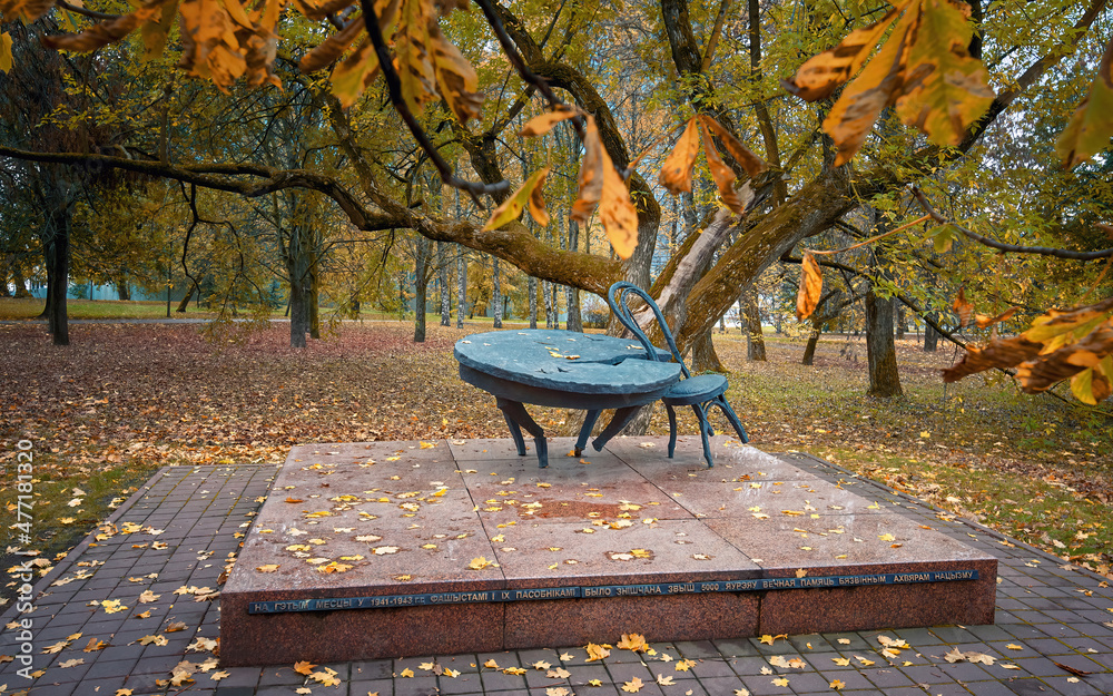 Minsk, Belarus. Oct 2020. Holocaust Sculpturel in memory of murdered ...
