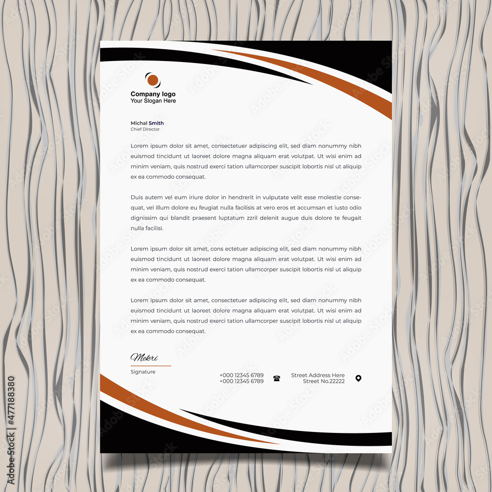 Wooden Corporate Letterhead Design. Stock Vector | Adobe Stock