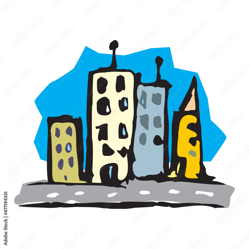 cartoon Apartment Building collection isolated on a white background in ...