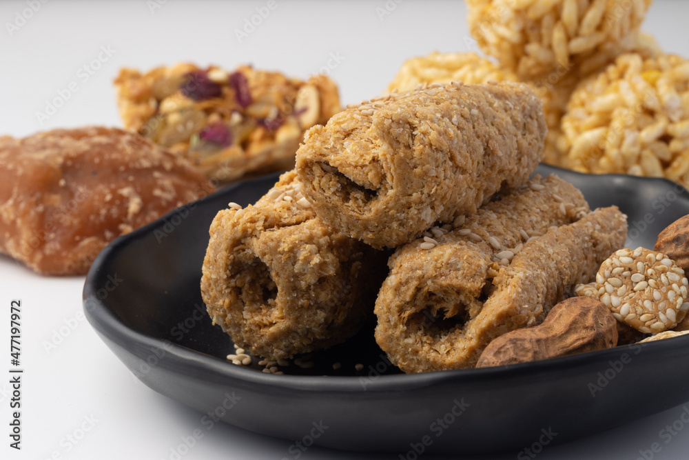 Indian traditional sweets for Makar Sankranti Or Lohri Mithai Gajak ...